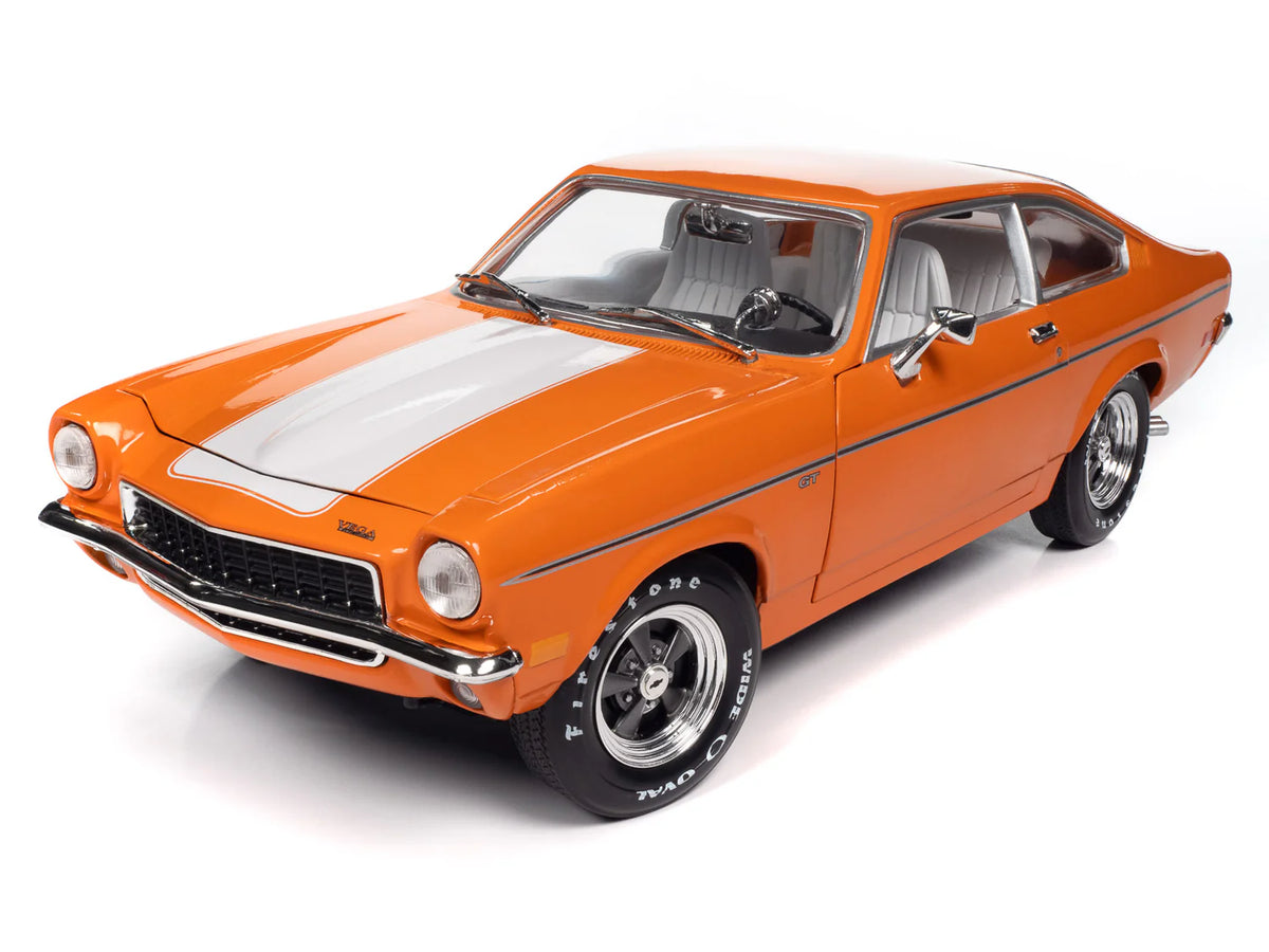 1:18 1973 Chevrolet Vega GT -- Bright Orange w/ White Stripes -- Ameri