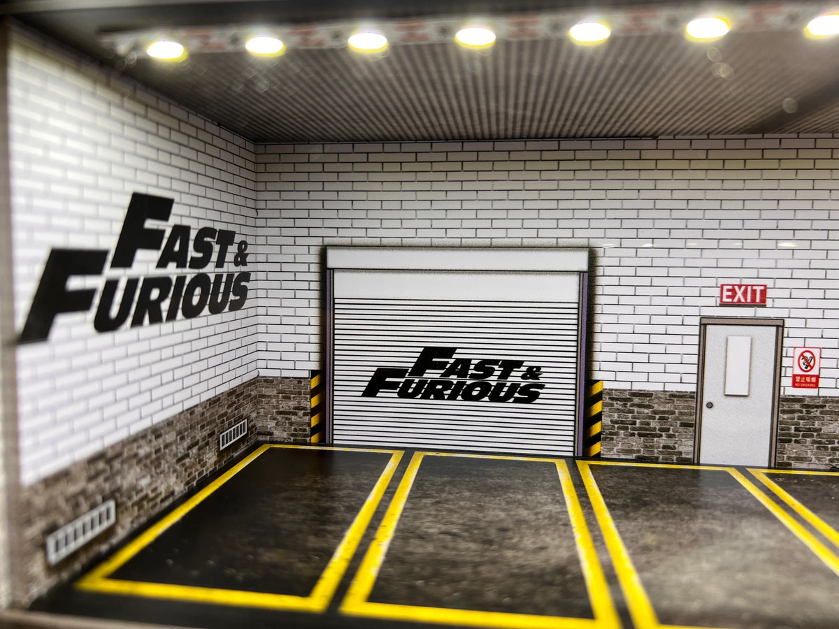 1:64 Fast & Furious Garage Diorama Display with LEDs -- G-Fans 710004