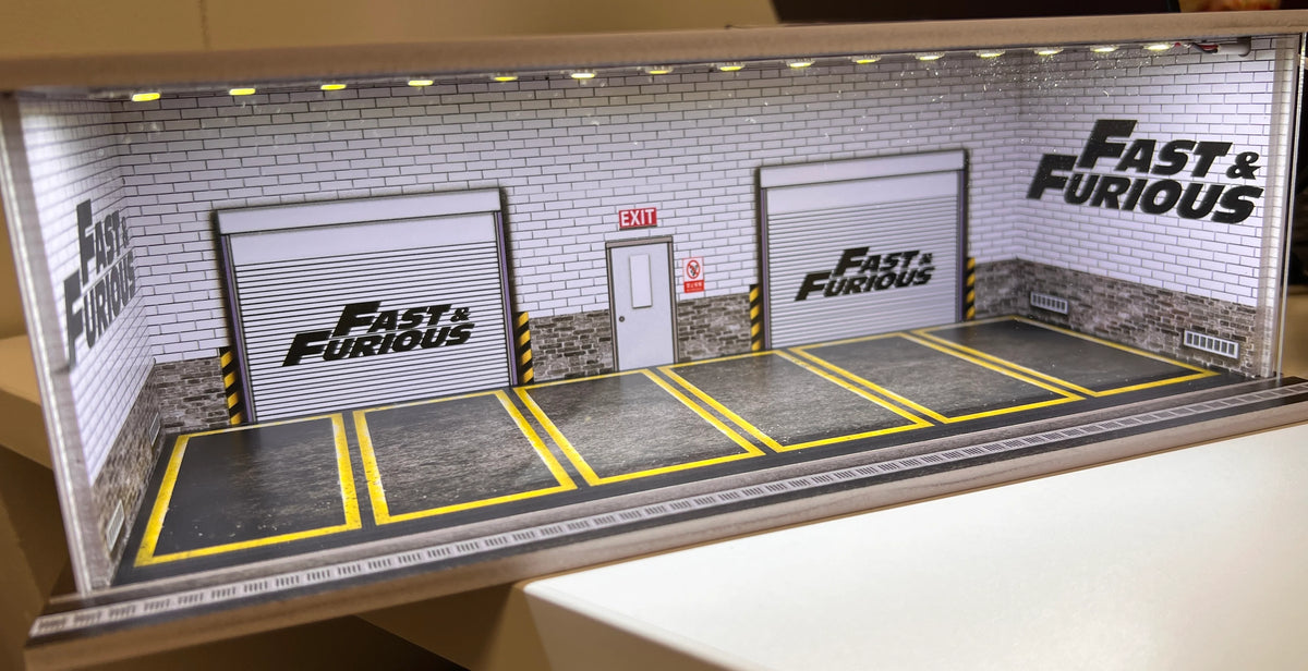 1:64 Fast & Furious Garage Diorama Display with LEDs -- G-Fans 710004