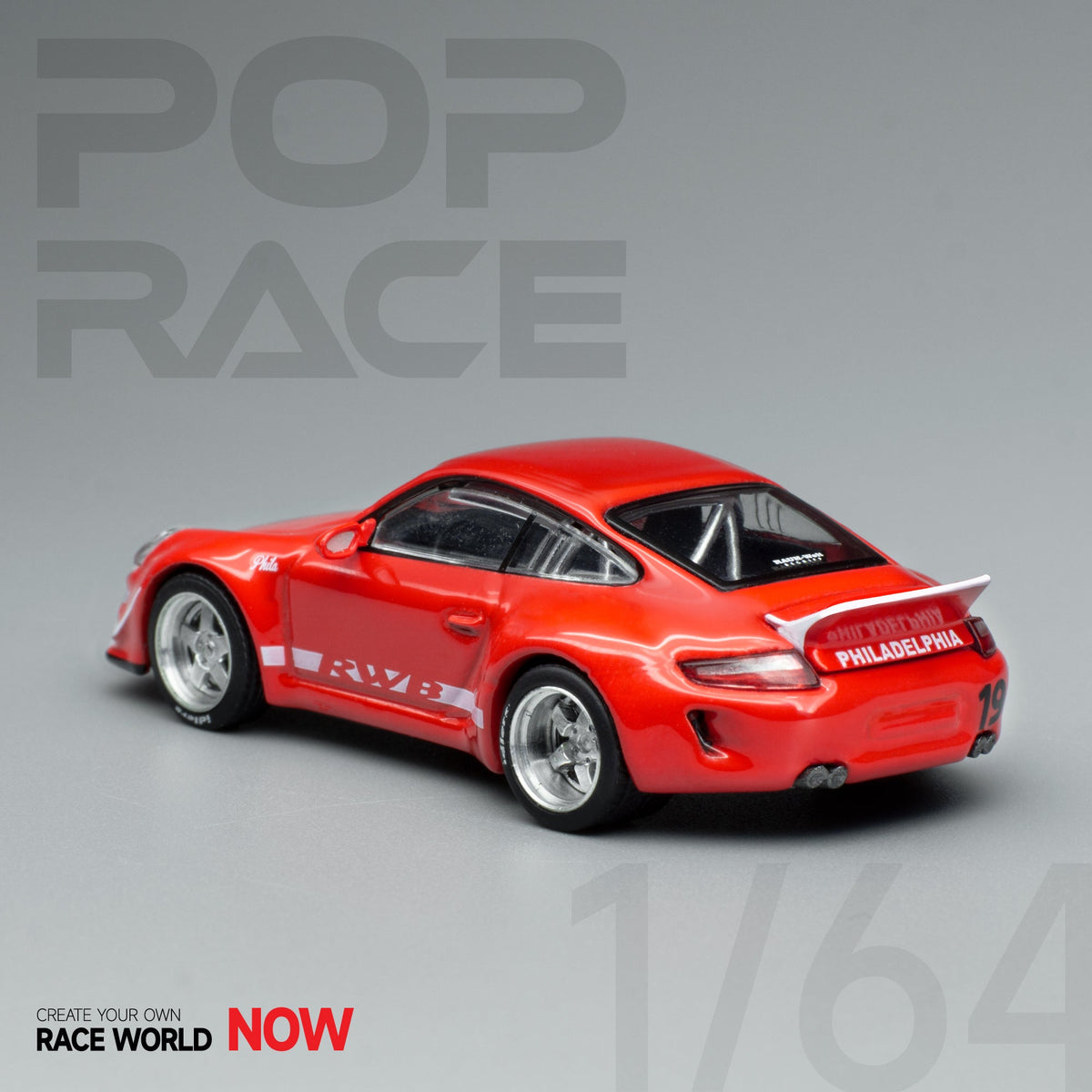 1:64 RWB 997 -- Red -- Pop Race Porsche 911