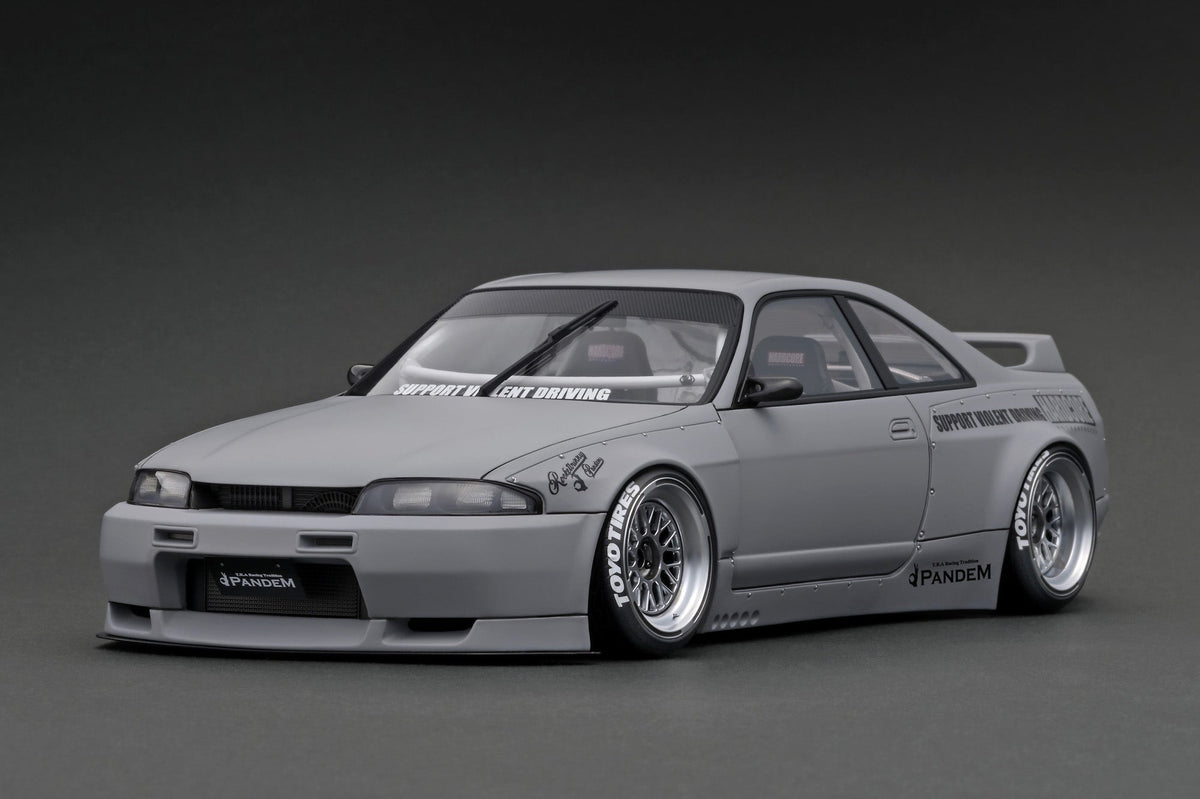 1:18 Nissan Skyline GT-R R33 PANDEM -- Matte Grey -- Ignition Model IG