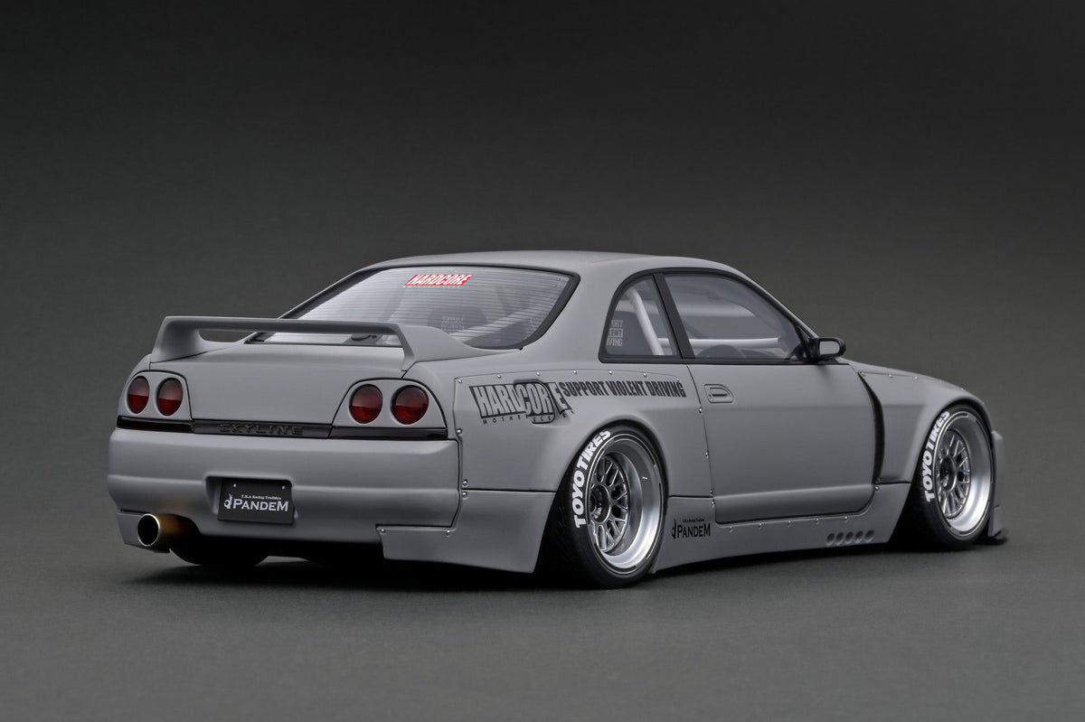 1:18 Nissan Skyline GT-R R33 PANDEM -- Matte Grey -- Ignition Model IG