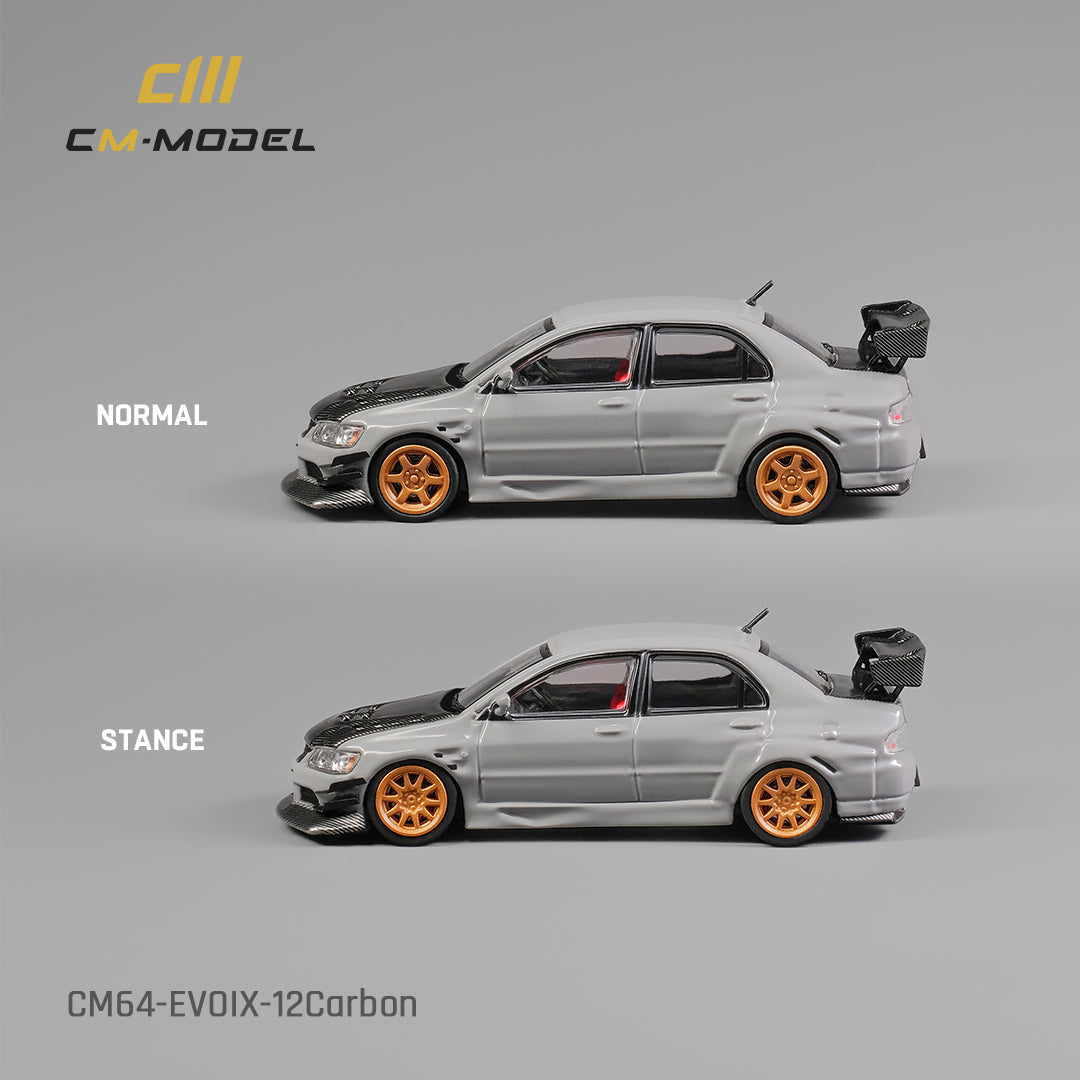 1:64 Mitsubishi Lancer Evolution IX (9) Widebody -- Grey w/Carbon -- C