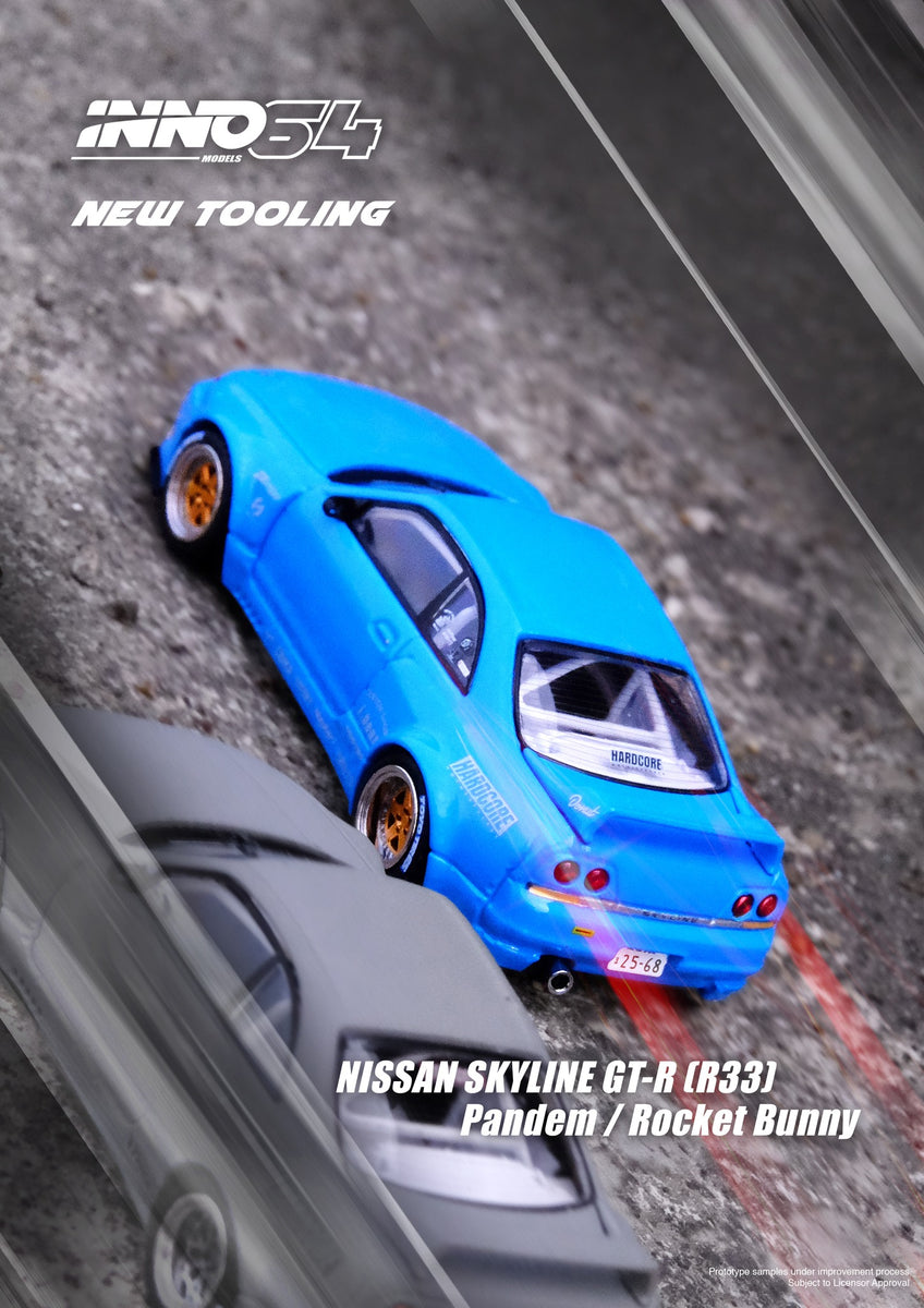 1:64 Nissan Skyline GT-R (R33) Pandem Rocket Bunny -- Blue -- INNO64