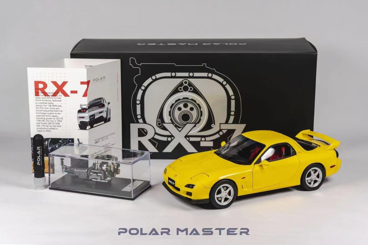 1:18 Mazda RX7 Bathurst R w/13B Engine Display -- Yellow -- Polar Mast