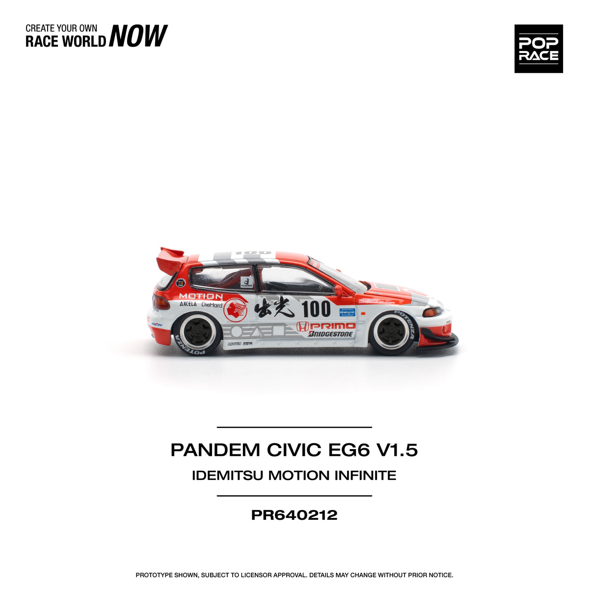 1:64 Honda Civic EG6 Pandem -- #100 Idemitsu Motion Infinite -- Pop Ra