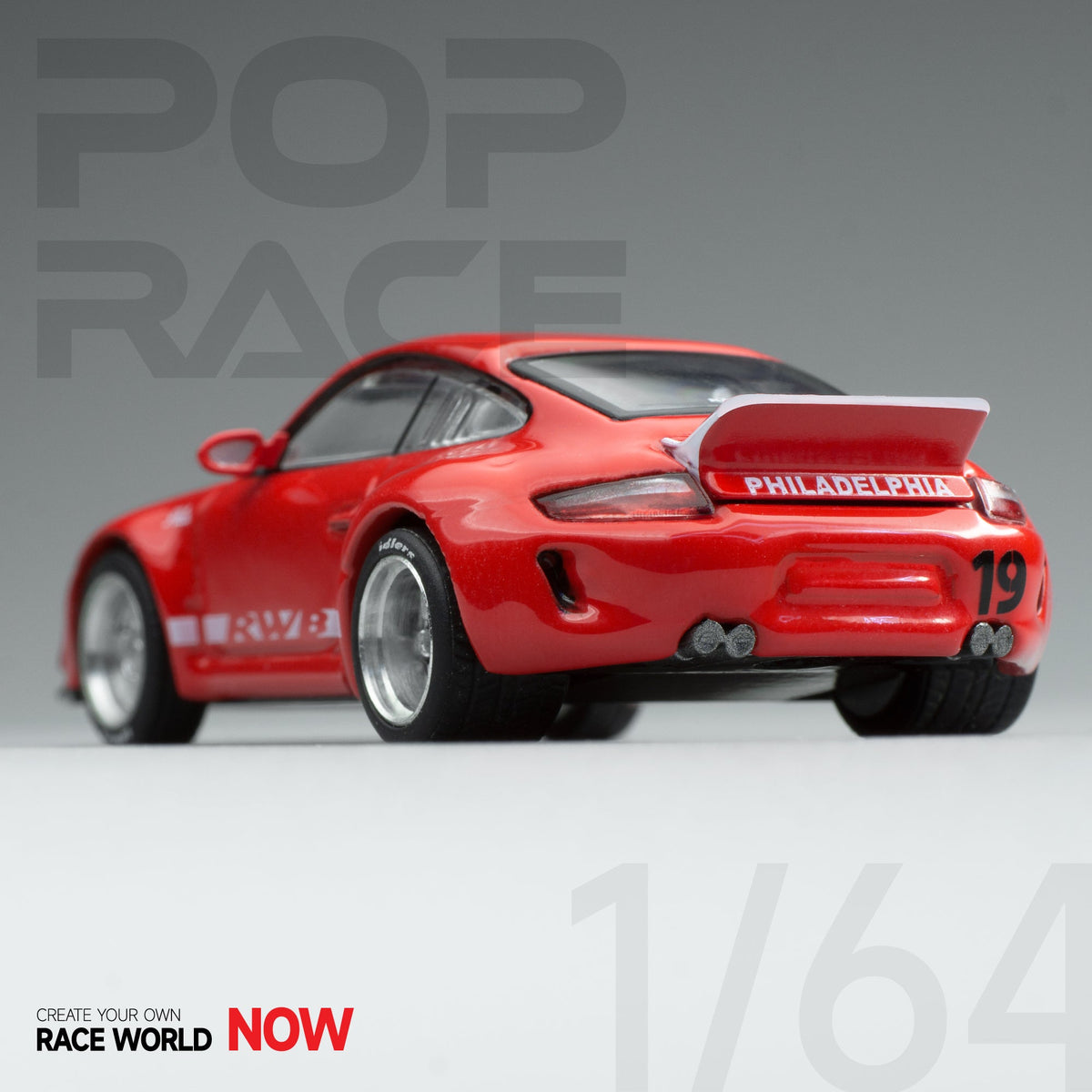 1:64 RWB 997 -- Red -- Pop Race Porsche 911