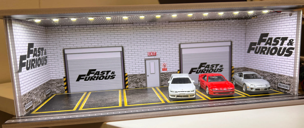 1:64 Fast & Furious Garage Diorama Display with LEDs -- G-Fans 710004