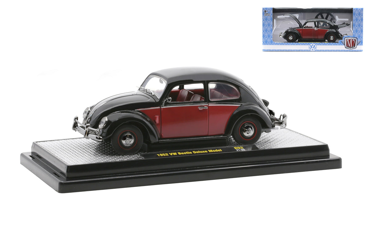 1:24 1952 Volkswagen (VW) Beetle Deluxe Model -- Black/Maroon -- M2 Ma