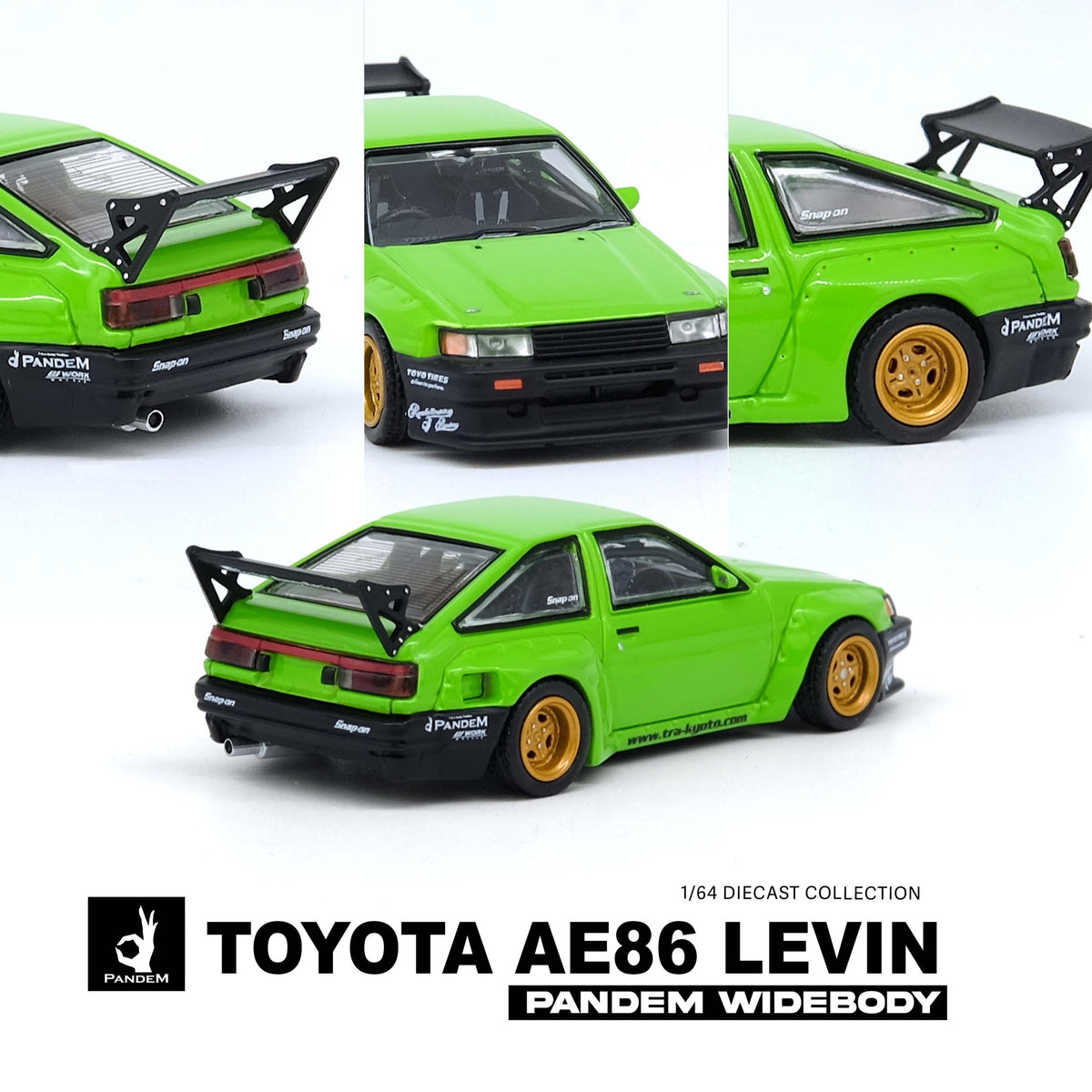 1:64 Toyota AE86 Levin Pandem Rocket Bunny -- Lime Green -- INNO64