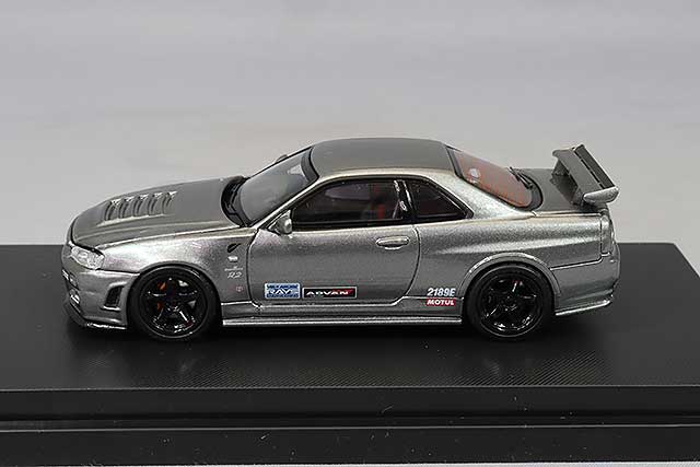 1:64 Nissan GT-R (R34) Nismo CRS -- Gunmetal Grey w/Livery -- Motorhel