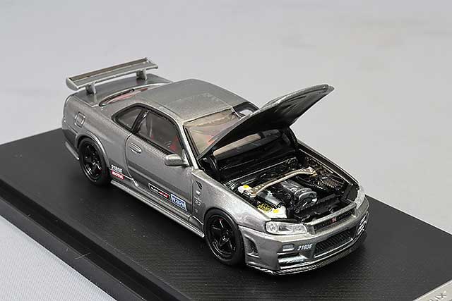 1:64 Nissan GT-R (R34) Nismo CRS -- Gunmetal Grey w/Livery -- Motorhel