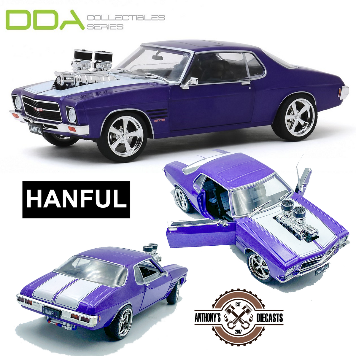 1:24 HANFUL -- Holden Monaro HQ GTS Custom Burnout Car -- DDA/Greenlig