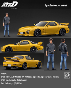 (Pre-Order) 1:18 Initial D -- Mazda RX-7 (FD3S) Yellow w/Mr. Keisuke T