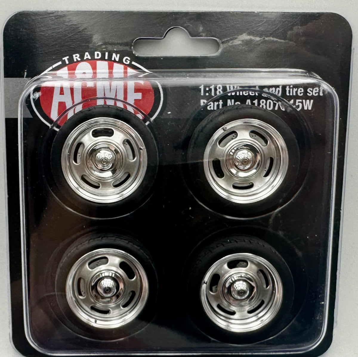 1:18 Chevy Rally Style Wheel & Tyre Set -- Chrome -- ACME