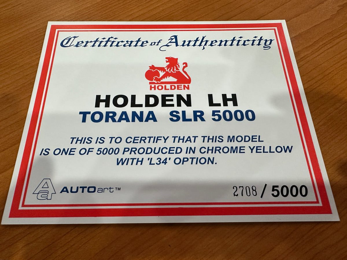 1:18 Holden LH Torana SLR 5000 L34 -- Chrome Yellow -- Biante