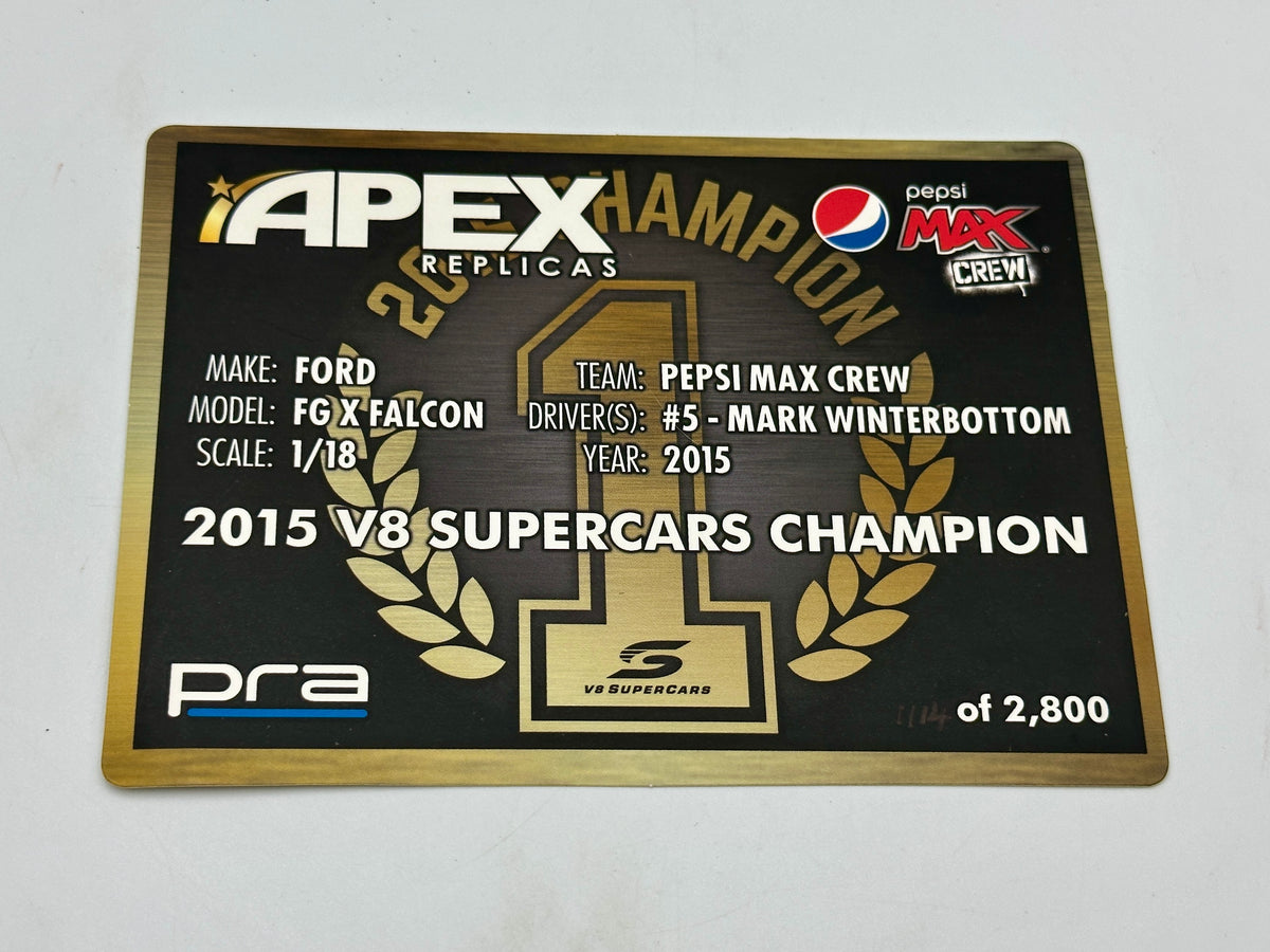 1:18 2015 Mark Winterbottom Championship Winner Ford FGX Falcon -- Ape