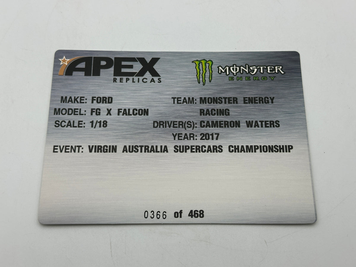1:18 2017 Cam Waters -- Monster Energy Ford FGX Falcon -- Apex Replica
