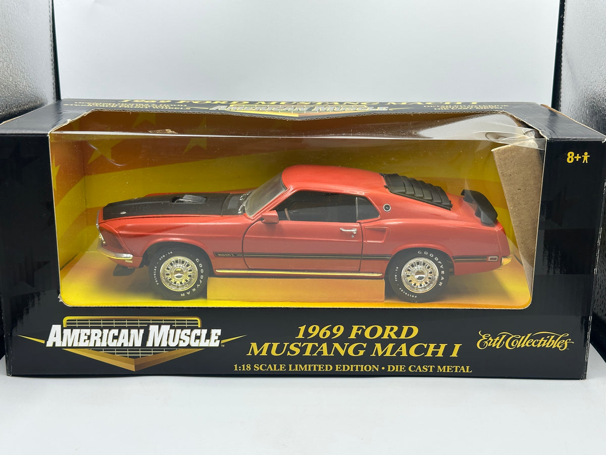 1:18 1969 Ford Mustang Mach 1 -- Orange/Black -- American Muscle