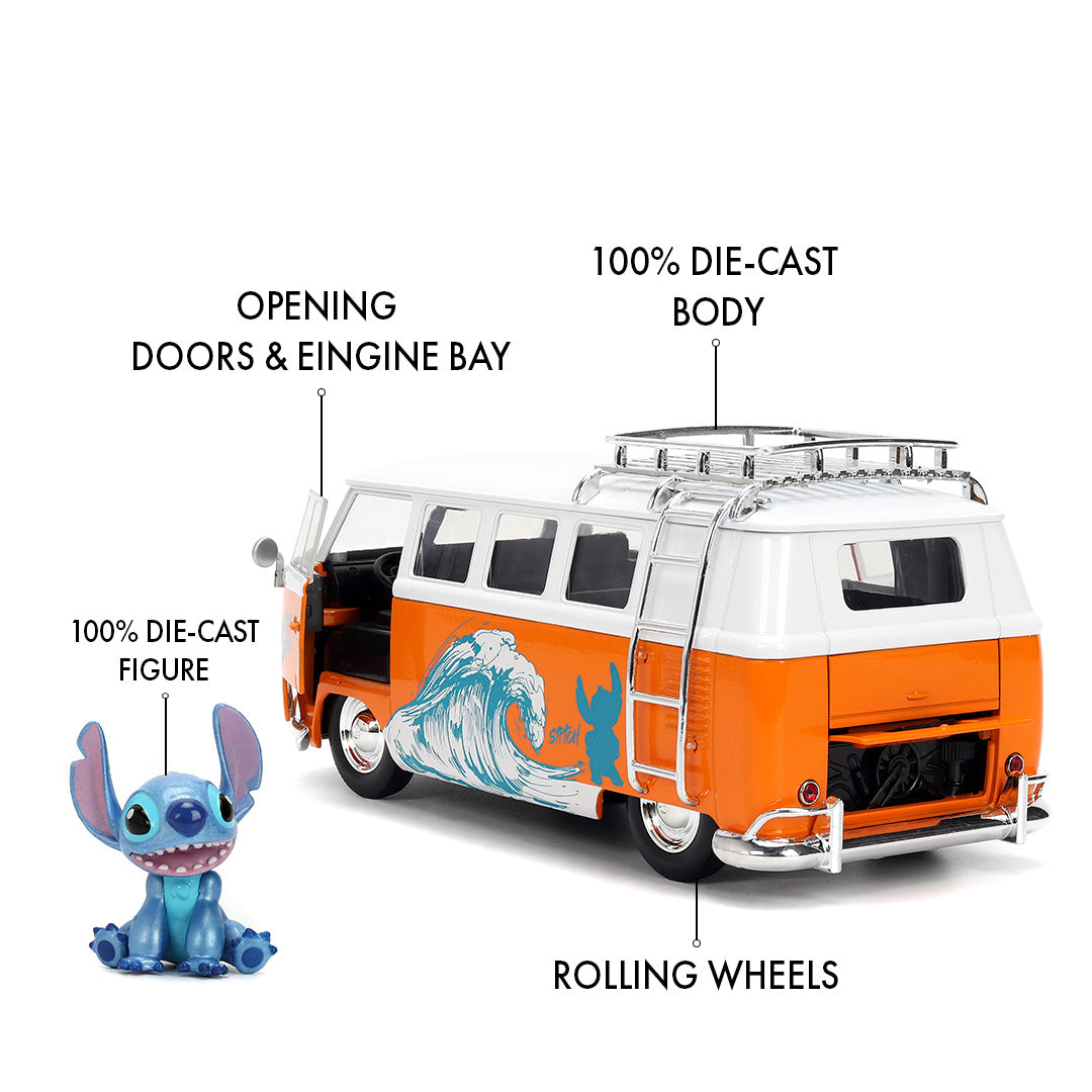 1:24 Stitch w/Volkswagen T1 Kombi Bus Orange -- Lilo & Stitch -- JADA