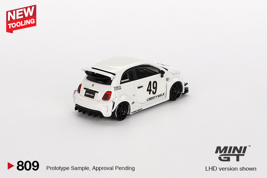 1:64 Fiat Abarth 595 LB-WORKS x Abas Works -- Gara White -- Mini GT MG