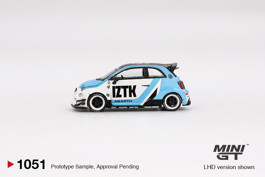 (Pre-Order) 1:64 Fiat Abarth 595 LB-WORKS x Abas Works -- IZTK Blue/Wh