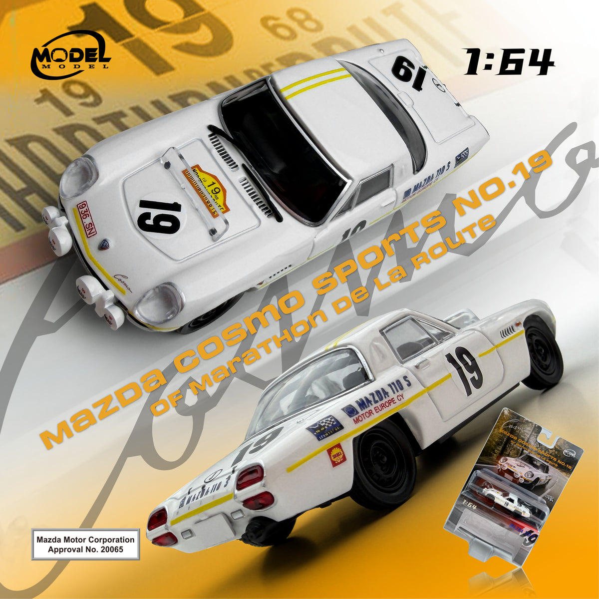 (Pre-Order) 1:64 1968 Marathon De La Route -- #19 Mazda Cosmo Sport