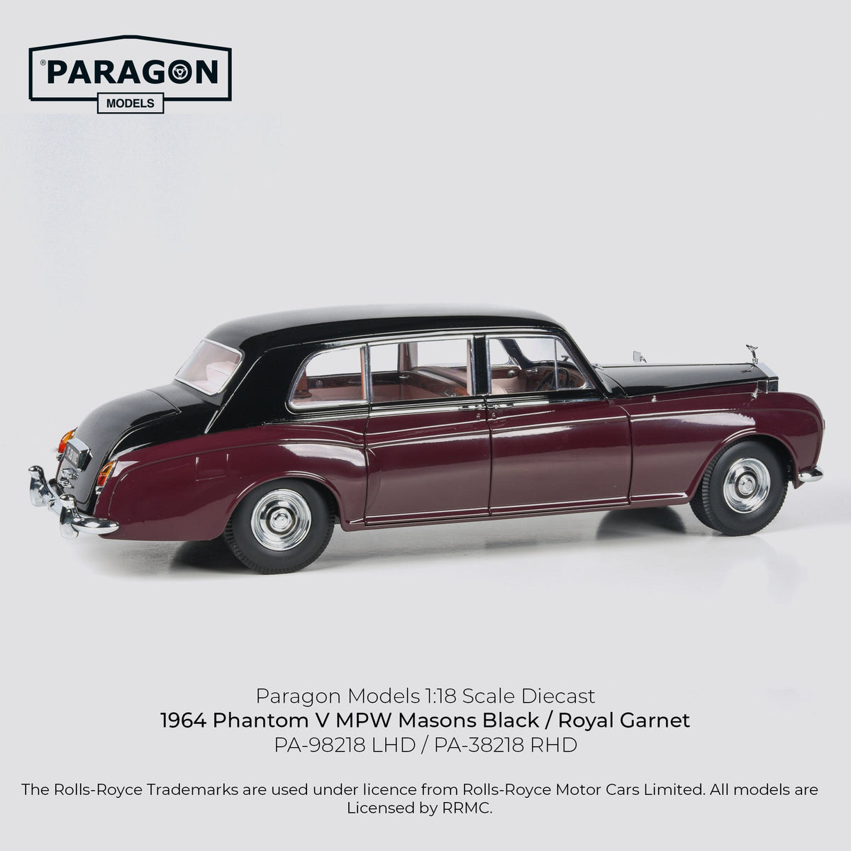1:18 Rolls Royce Phantom V -- Masons Black / Royal Garnet -- Paragon M