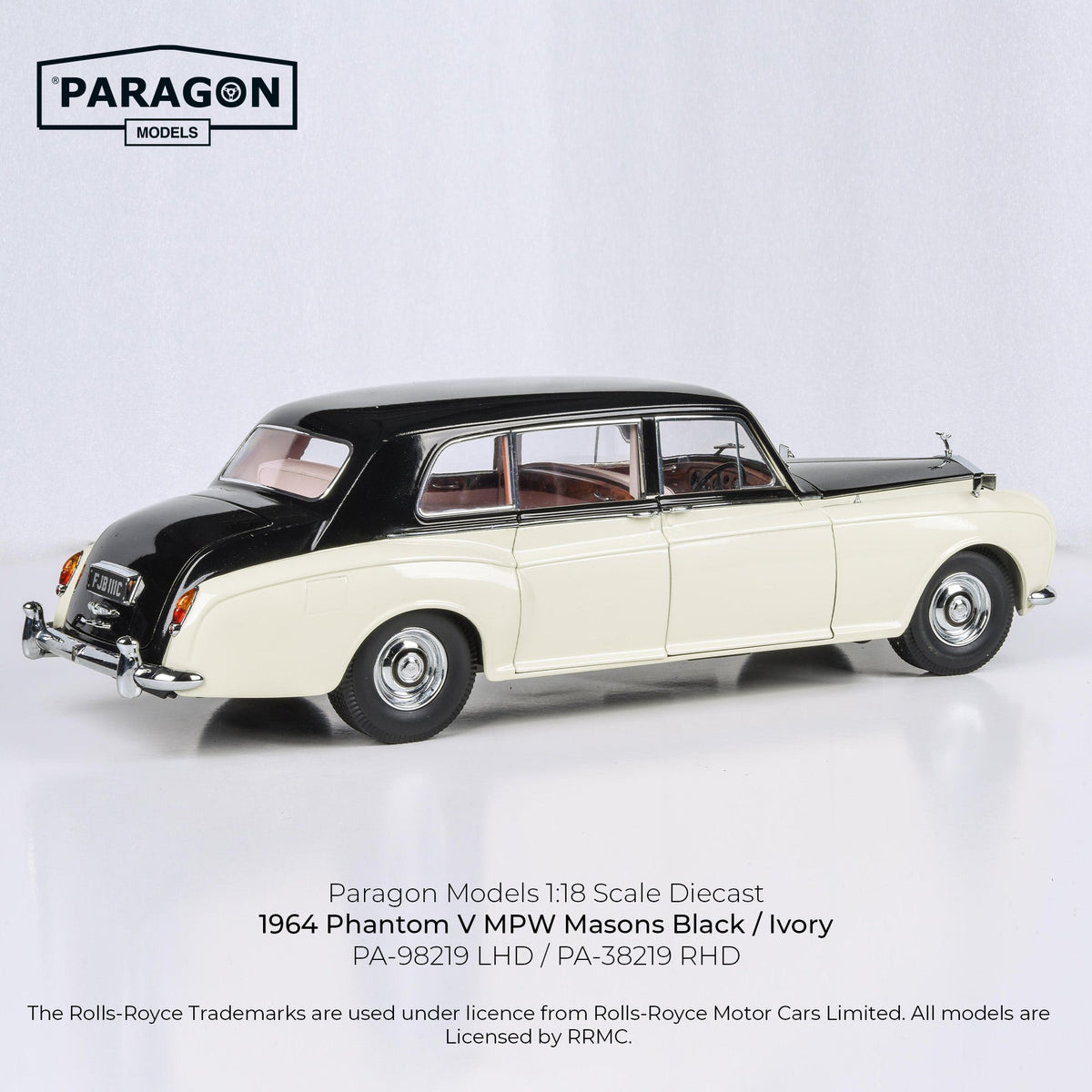 1:18 Rolls Royce Phantom V -- Masons Black / Ivory -- Paragon Models