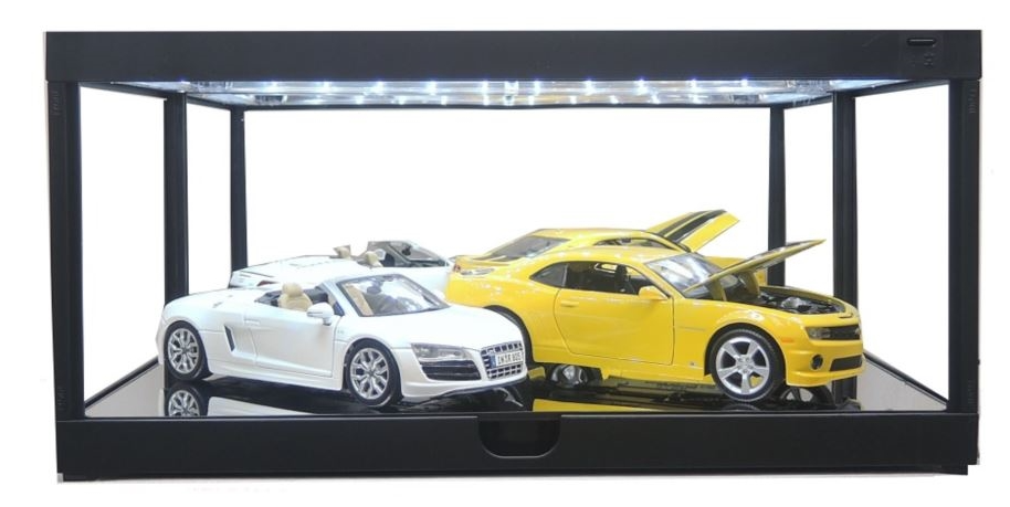 1:18/1:24 Stackable Display Case w LED Lights - Black - King Creations