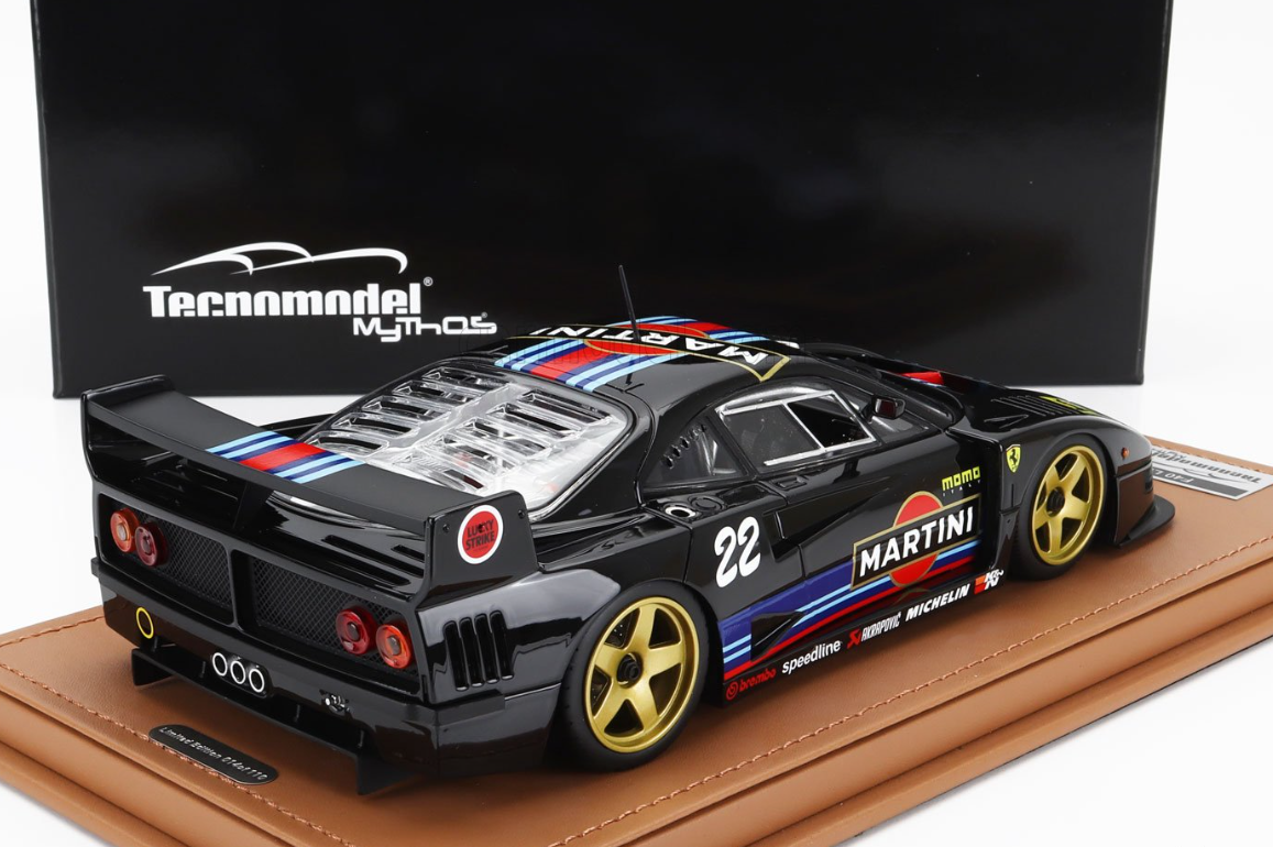 1:18 Ferrari F40 LM 1996 -- Martini (Black) w/Gold Wheels -- Tecnomode