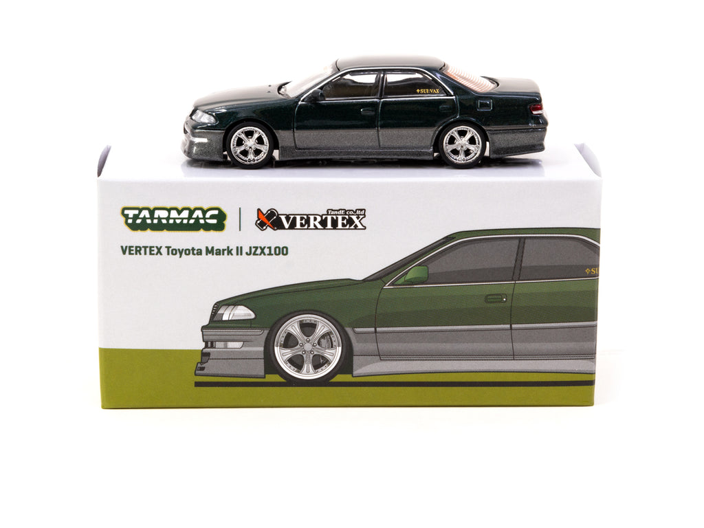 1:64 Toyota Mark II JZX100 Vertex -- Dark Green Metallic -- Tarmac Wor