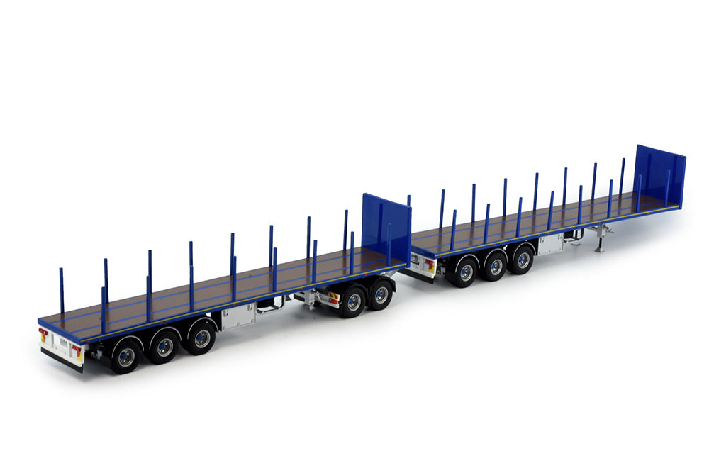 1:50 Road Train Truck Trailer Set with Dolly -- Blue -- Tekno