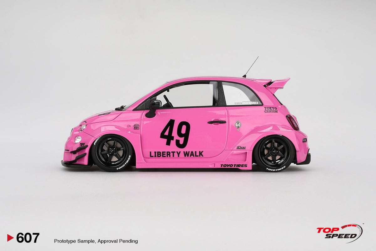 1:18 Fiat Abarth 595 LB-WORKS x Abas Works -- Pink -- TopSpeed Model T