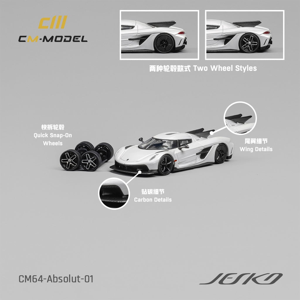 (Pre-Order) 1:64 Koenigsegg Jesko Absolut -- White -- CM-Model