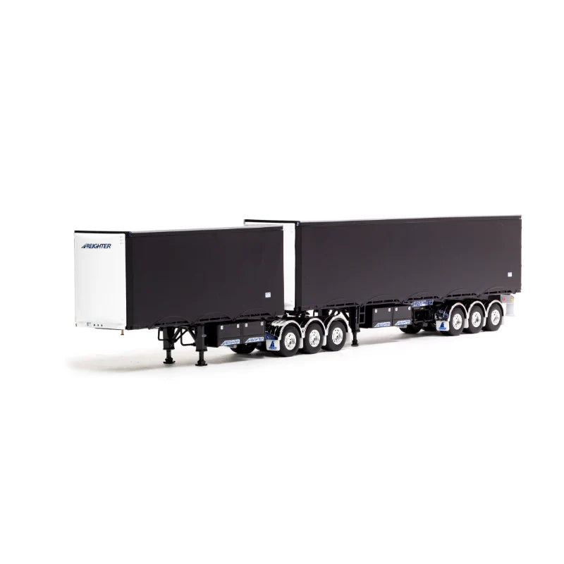 1:50 Eziliner B-Double Trailer Set -- Black/White -- Drake Truck ZT092