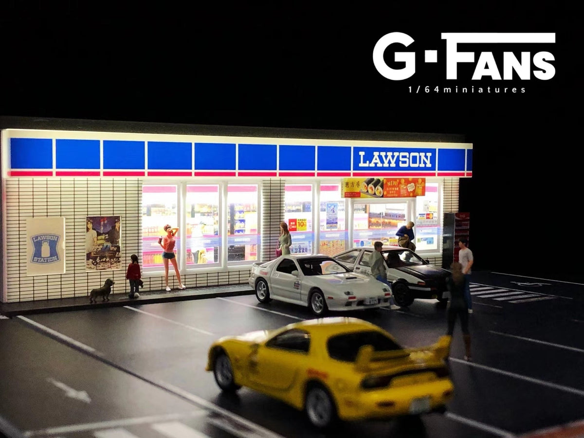 1:64 Lawson Building w/Parking Lot Diorama Display with LEDs -- G-Fans