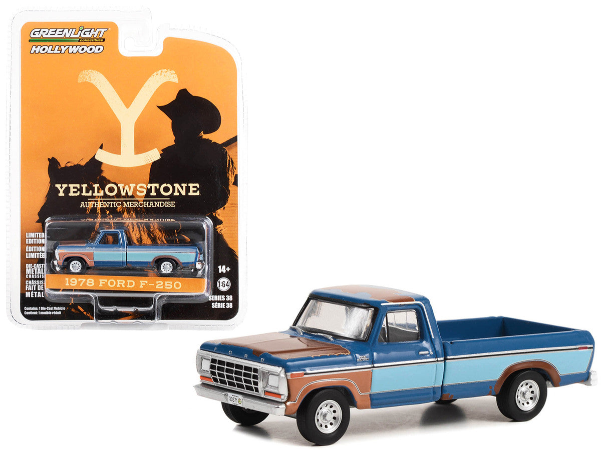 1:64 Yellowstone -- 1978 Ford F-250 Pickup Truck Weathered Blue -- Gre