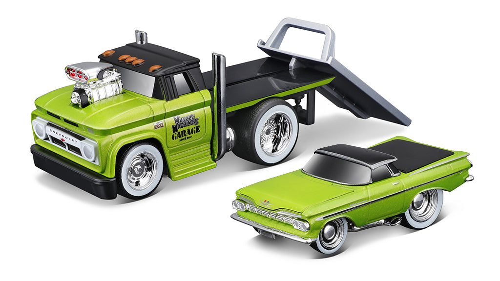 1:64 1966 Chevrolet C60 Flatbed & 1969 El Camino -- Muscle Machines Tr