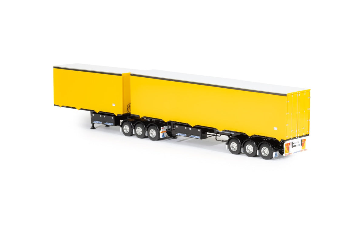1:50 T-Liner B-Double Trailer -- Yellow/White/Black -- Drake Truck ZT0