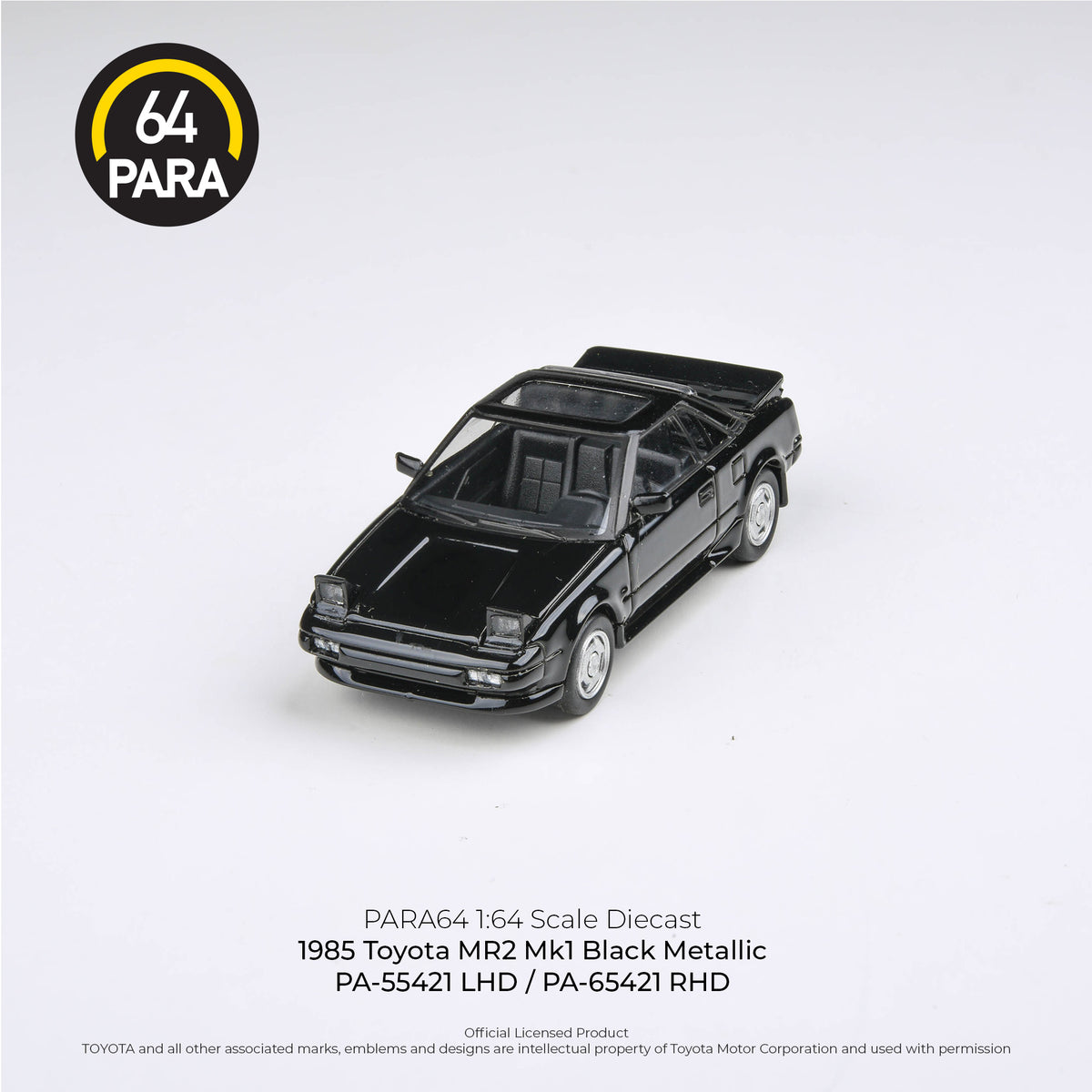 1:64 Toyota MR2 MK1 1985 (Pop-Up Lights) -- Black Metallic -- PARA64